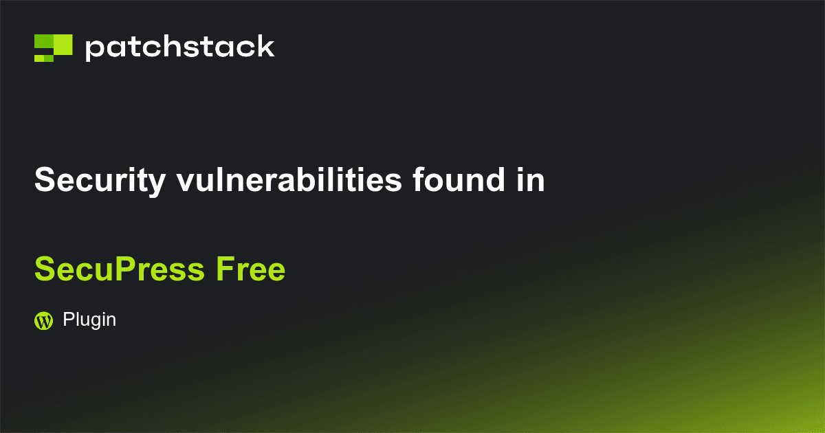 SecuPress Free Vulnerabilities - Patchstack